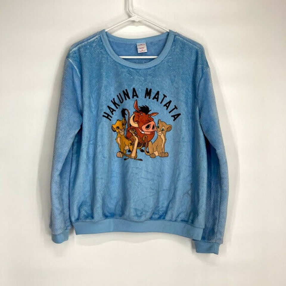 NWT Disney The Lion King Hakuna Matata Blue Fuzzy Soft Plush Graphic ...