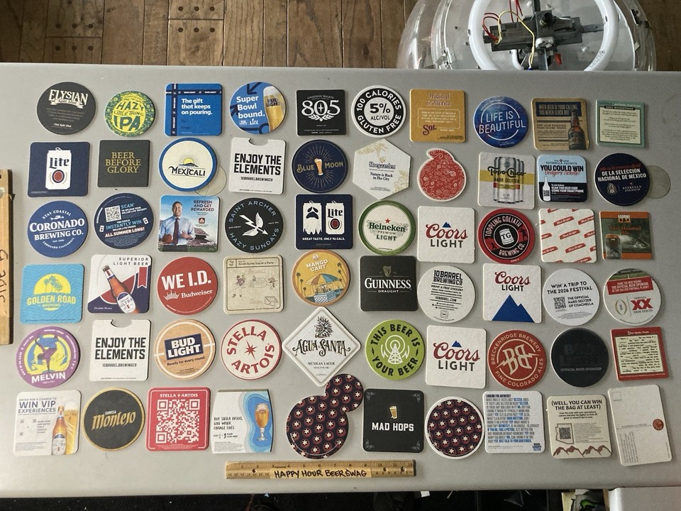 60 Unique Beer Bar Coasters Pint Glass mat coaster Craft Domestic ...