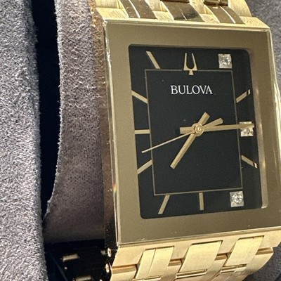 Bulova Men's Quadra Modern Quartz Gold 30 MM 97D132 *CHIPPED CRYSTAL ...