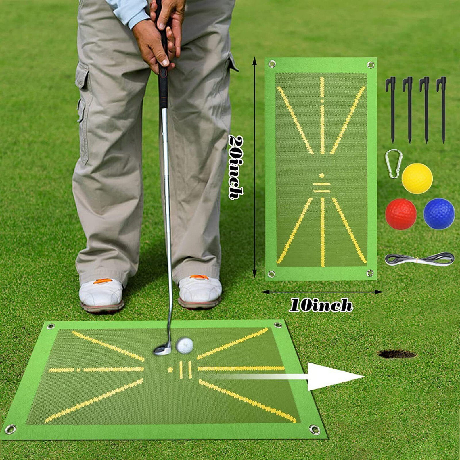 Golf Training Mat for Swing Detection Batting Golf Divot Grass Mat Set ...