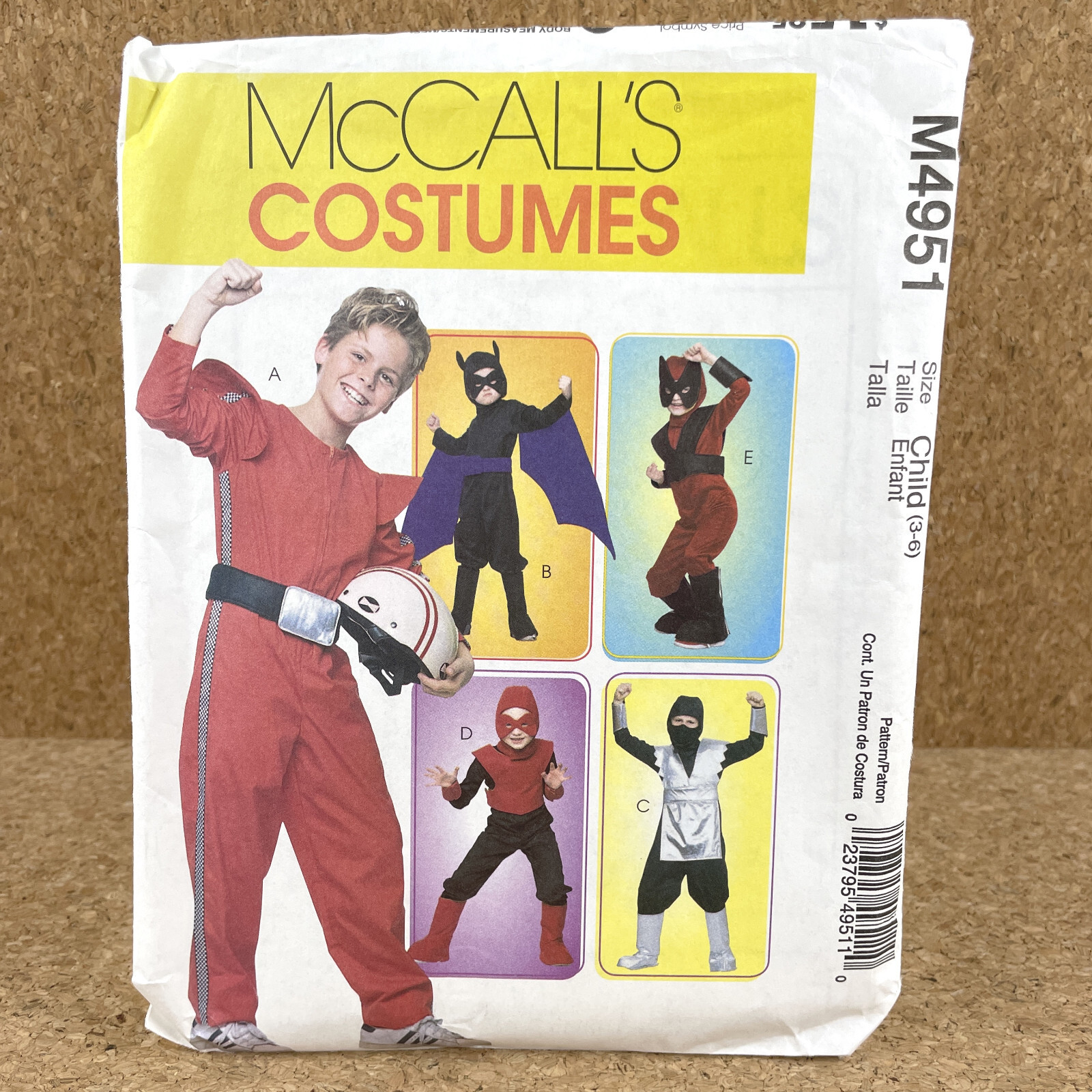 McCalls 4951 Superhero Racer Ninja Costume Cosplay Boys Size 3 6 Sewing ...