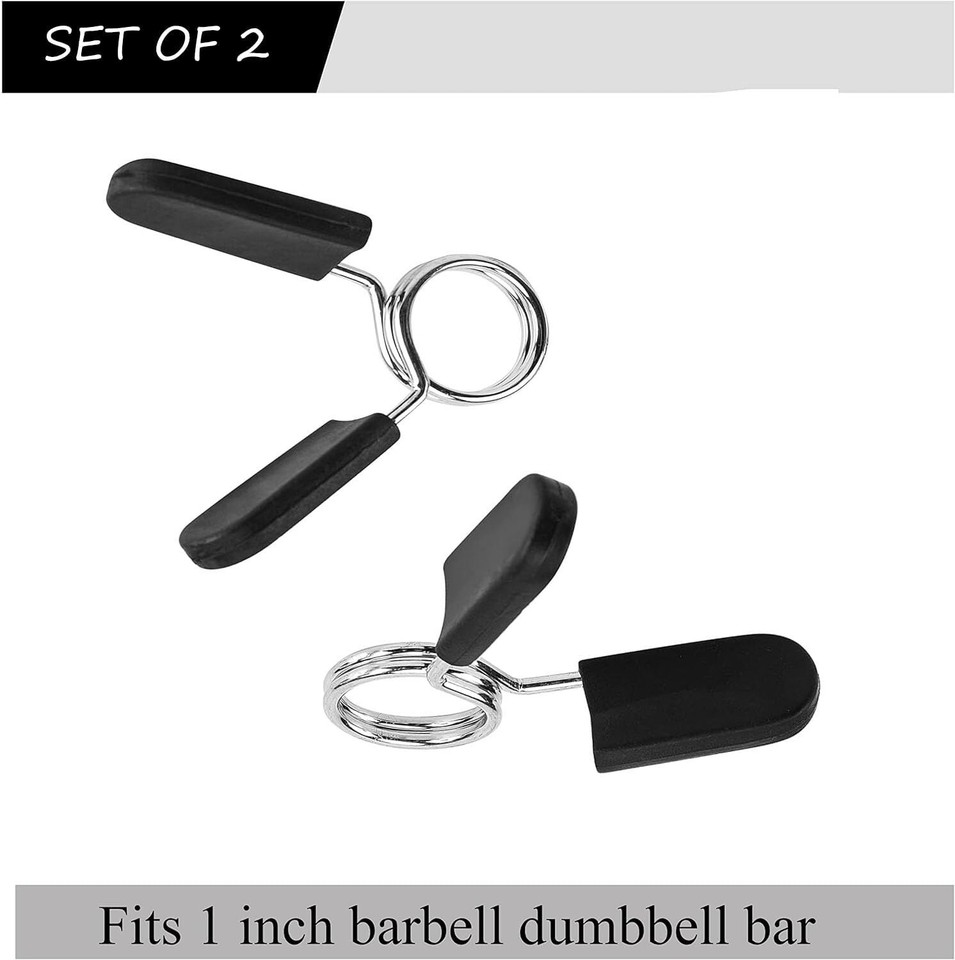 Barbell Clamps Dumbbell Spring Clip Circlip Collars 1 Inch black and ...