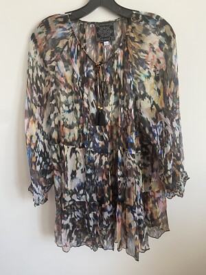 JOHNNY WAS SONIA TIERED SHEER TOP SIZE LARGE L | eBay