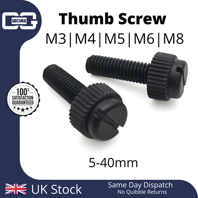 M3 M4 M5 M6 M8 Black Plastic Nylon Slotted Knurled Thumb Screw | Bolt ...