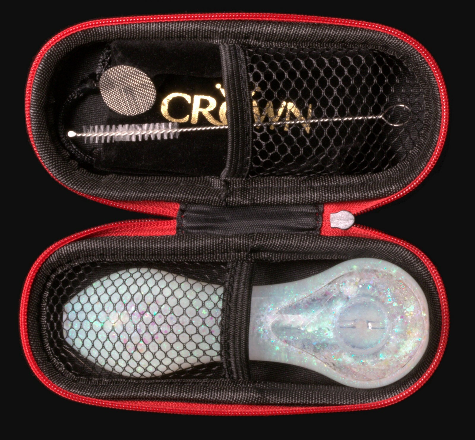 Freezable gel Pipe 5” Thick glass Holographic Glitter Silver Turquoise ...