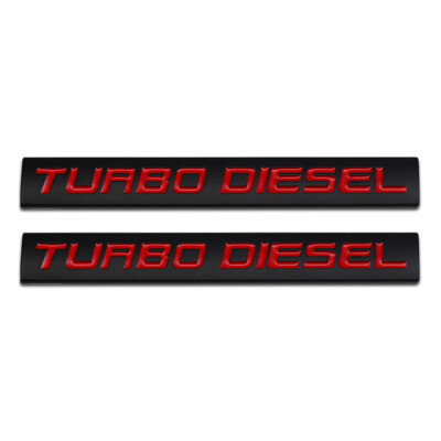 2x Black&Red Metal Turbo Diesel Emblem 6.7L V8 Engine Chrome ...