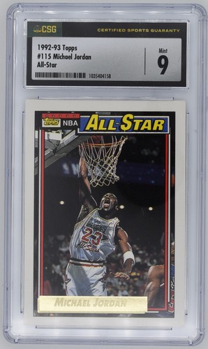 1992-93 Topps #115 - Gold Michael Jordan - CSG 9 Mint Beautiful NBA ...