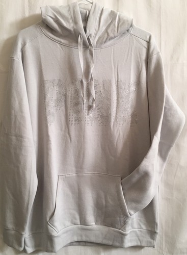 Victoria's Secret PINK HOODIE Rhinestone Logo Bling Campus Pullover XL ...
