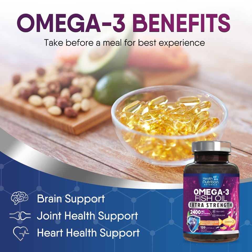Fish Oil Omega 3 2400 mg with EPA DHA - Triple Strength Burpless ...