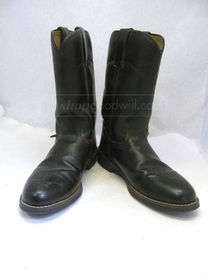 EUC Justin JBL3000 Ladies Black Leather Roper Country Western Boots Sz ...