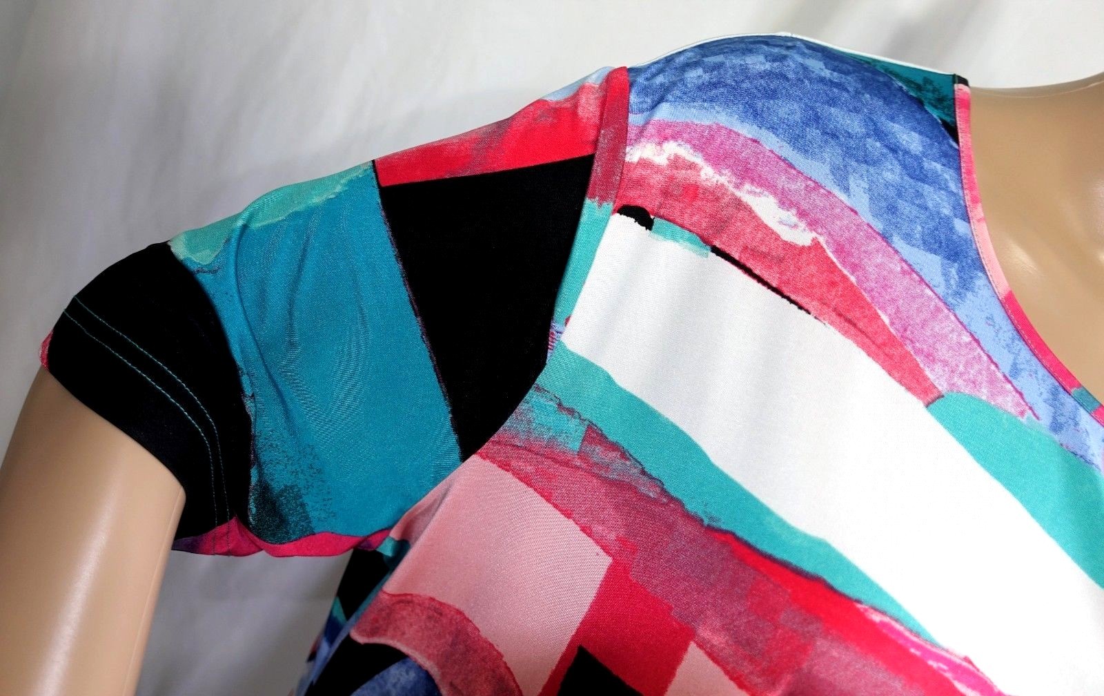 N Touch Women Plus 1x 2x 3x Elegant Teal Red White Tunic Top Blouse Top ...