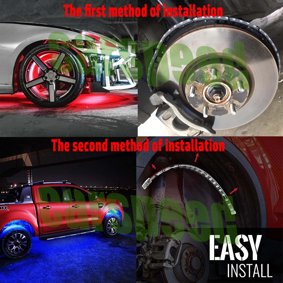 4pcs Multi Color Car Truck Wheel Well LED Light Kit Custom Accent Neon ...