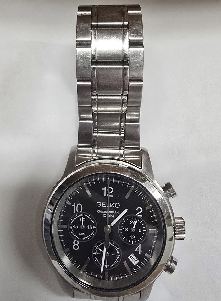 Seiko 6T63-00A0 Chronograph S/S Black Dial,New Battery | eBay