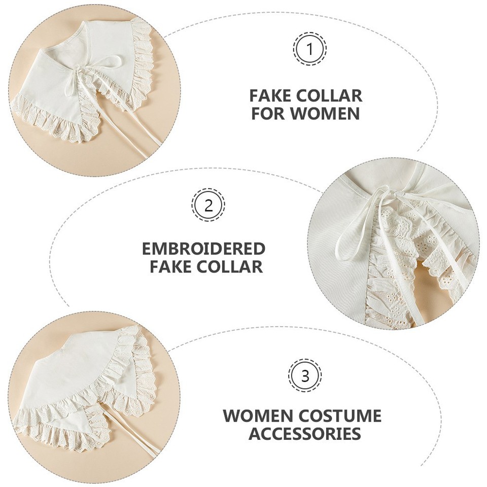 Women Lace Embroidered Fake Collar Fashion Fake Collar Detachable Shirt ...