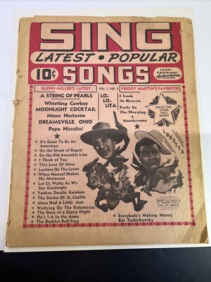 Mar 1942 Sing Magazine Vol 1 #3 Glenn Miller Abbott Costello VTG Lyrics ...