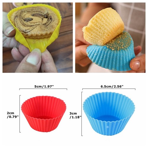 20Pc Reusable Silicone Mold Baking Cake Mould Muffin Cases Cupcake Cup ...