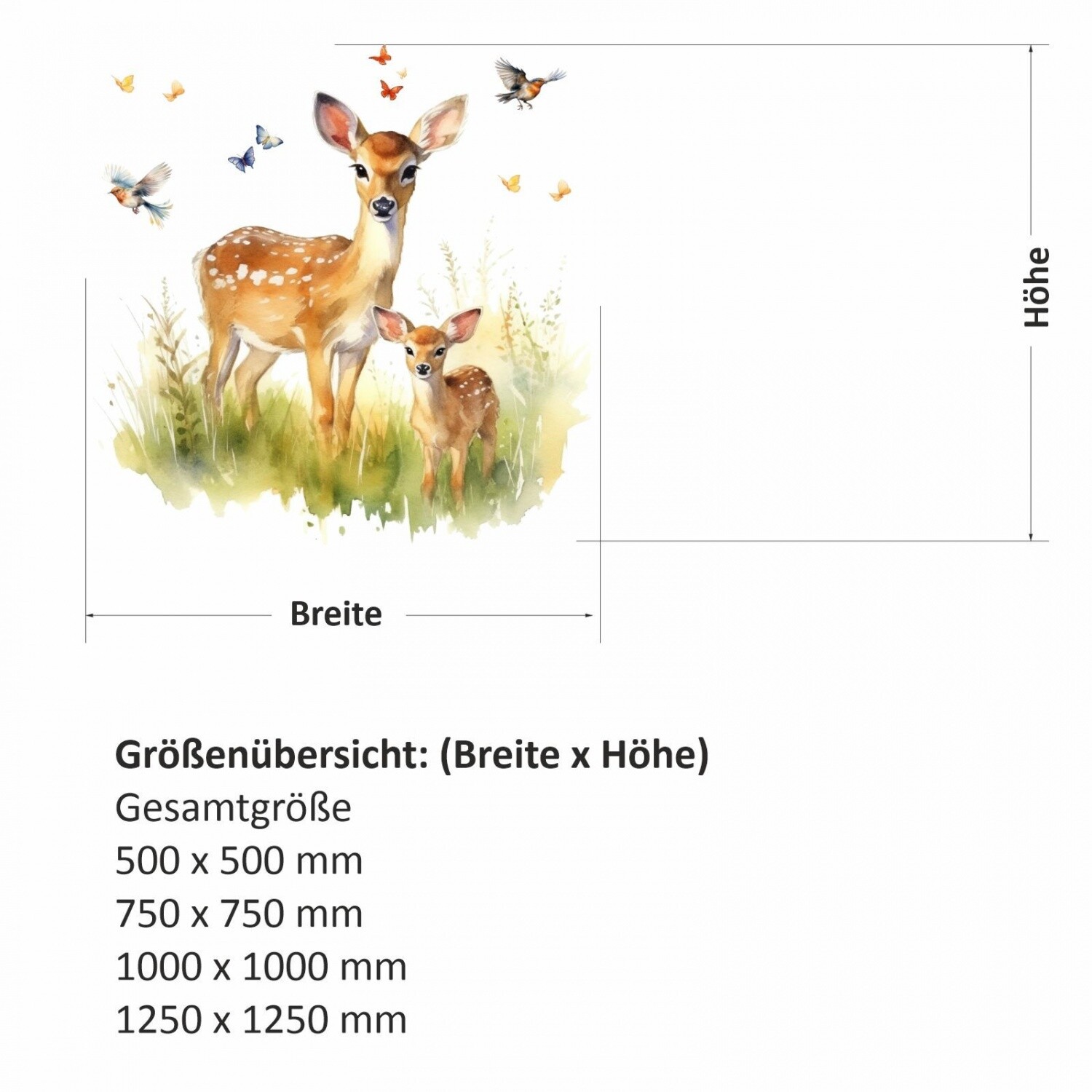 244 Wandtattoo Reh Rehkitz auf Wiese in 4 vers. Größen | eBay.de