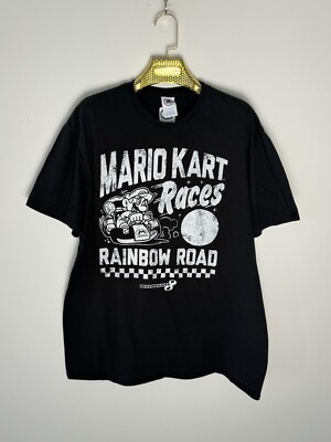 Mario Kart Nintendo Rainbow Road T Shirt Black Short Sleeve Size XL ...