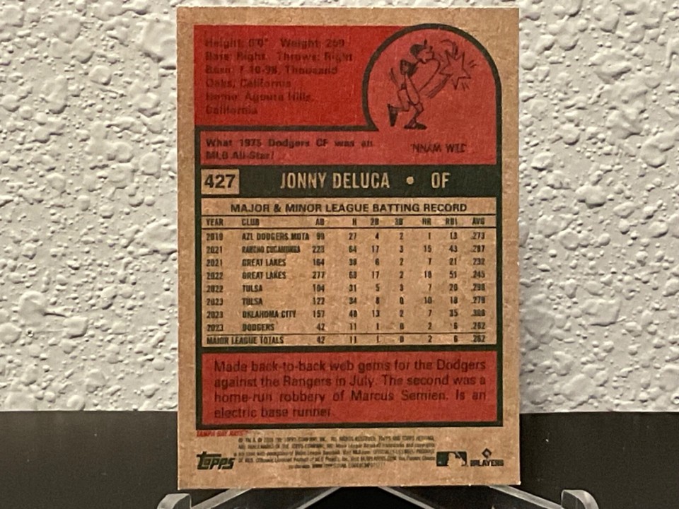 Jonny Deluca, Tampa Bay Rays - 2024 Topps Heritage...Rookie Card (RC ...