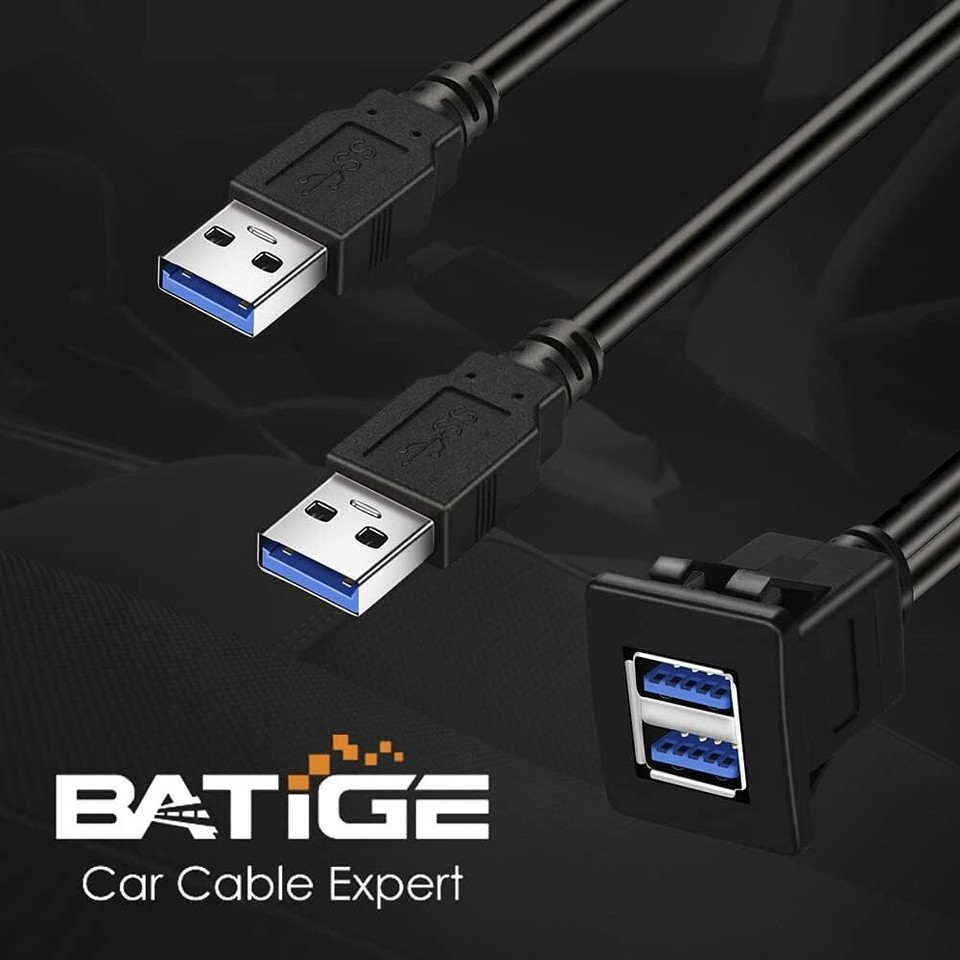 SIngle/Dual Port Square USB 3.0 Panel Flush Mount Extension Cable with ...