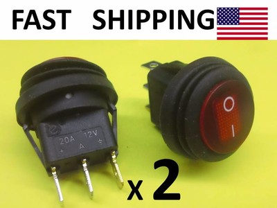 2 pcs - Premium Marine / Boat high amp switches - 20A - LED red light ...