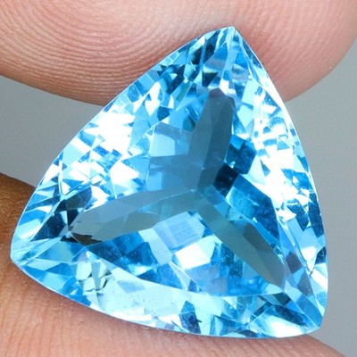 Trilliant Cut Natural Swiss Blue Topaz Africa 12.75ct 16mm Gemstone ...