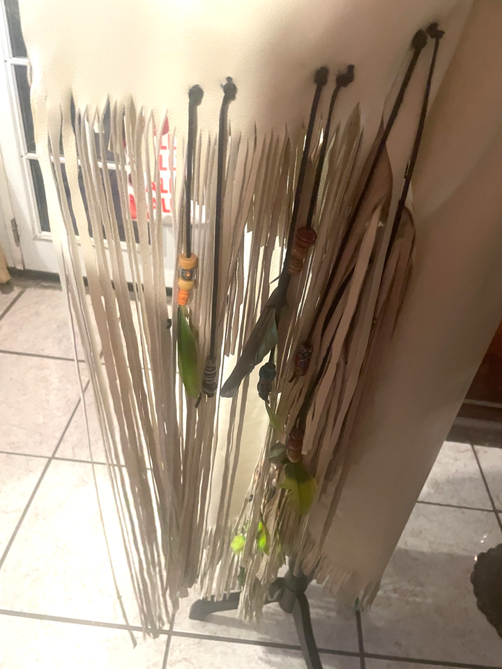 Native American Leather Dress Costume Leather Handmade Fringe Feathers ...