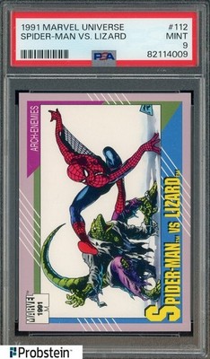 1991 Marvel Universe Arch-Enemies #112 Spider-Man vs. Lizard PSA 9 MINT ...