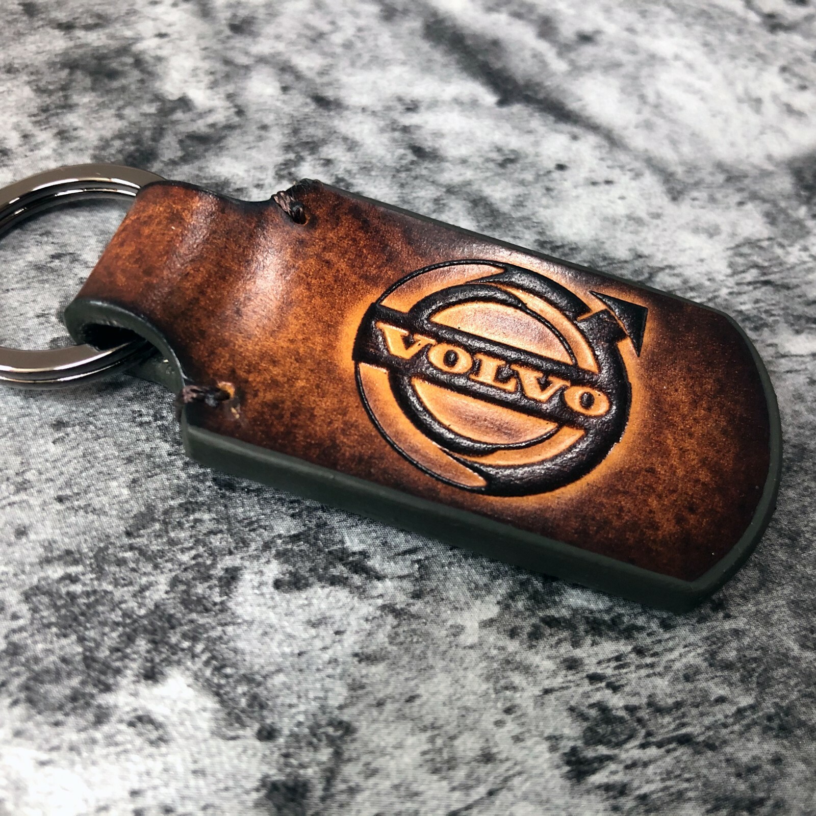 Handmade leather keychain with Volvo Logo in Brown. 1EA | eBay