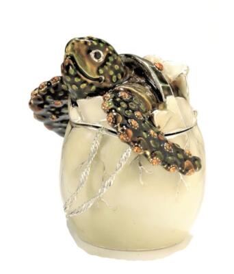 Hatching Sea Turtle Bejeweled Crystal Enamel Pewter Trinket Box Ocean ...