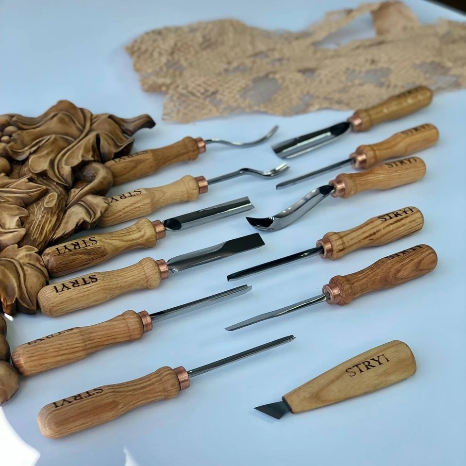 Wood carving kit, Stryi carving tools, Chisels set, Relief carving ...