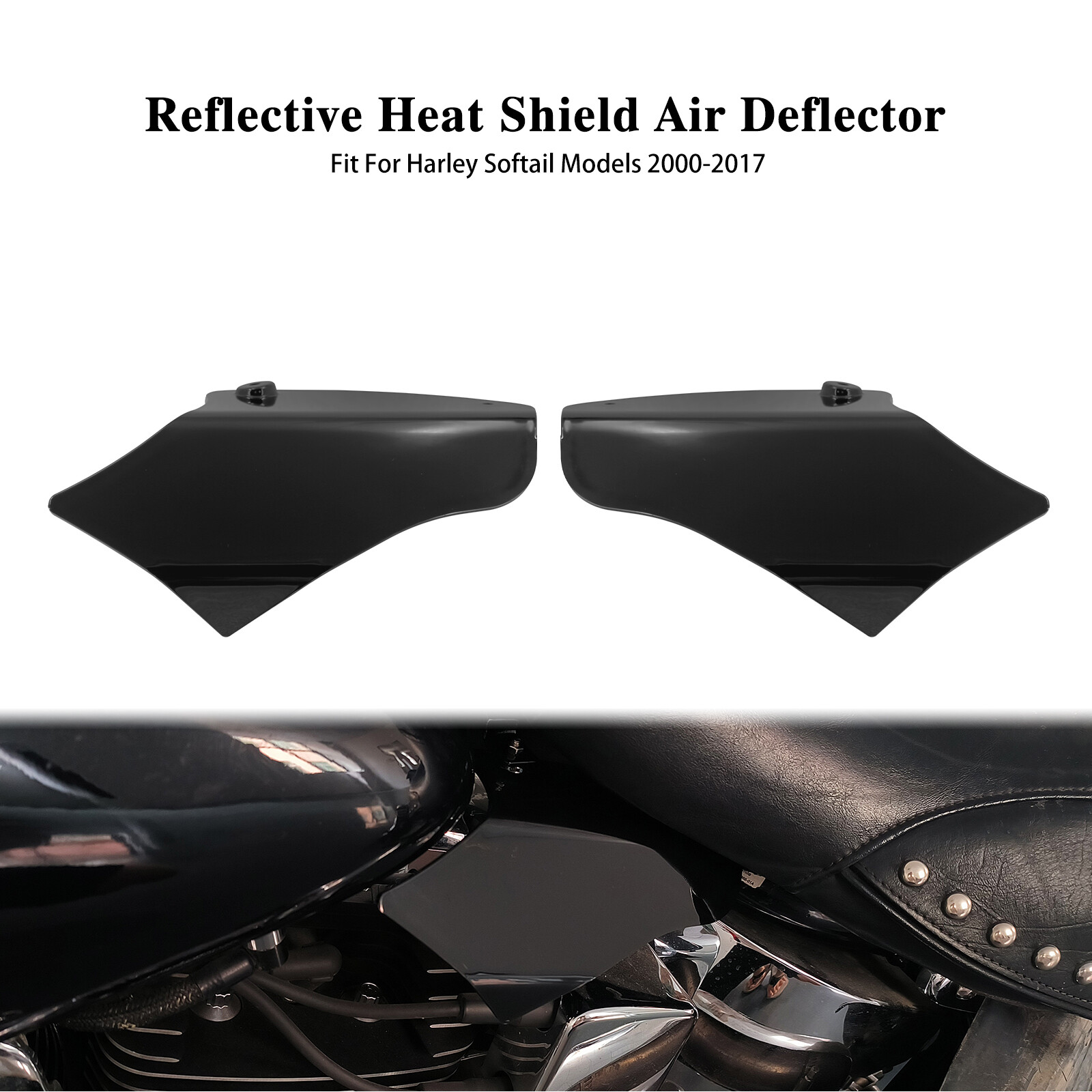 Reflective Saddle Shields Heat Air Deflector Fit For Harley Softail ...
