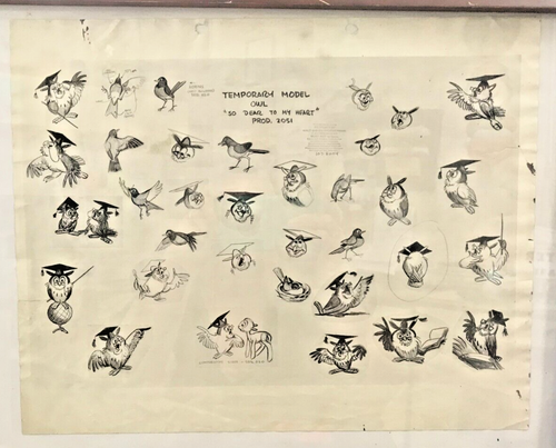So Dear To My Heart OWL BIRD ANIMATION ART PHOTOSTATIC MODEL SHEET 2051 ...