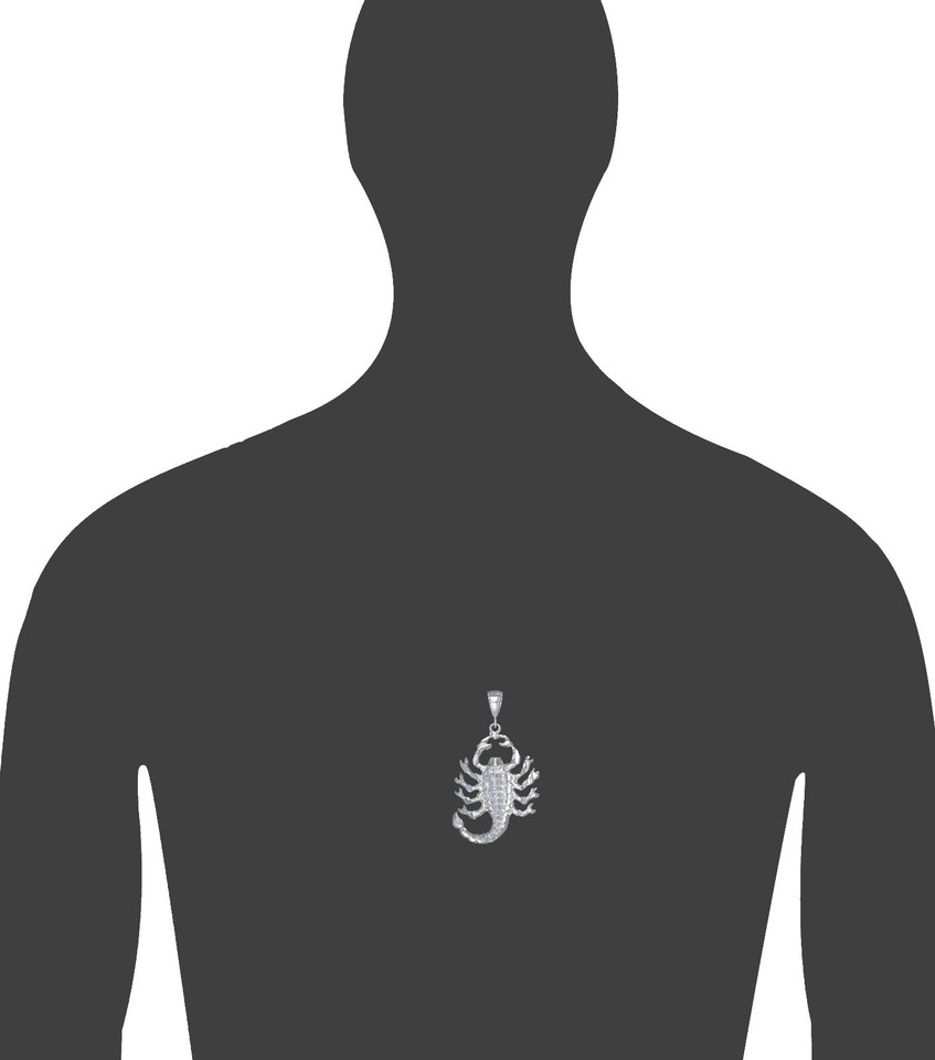 Sterling Silver Scorpion Charm Pendant Necklace Diamond Cut Finish with ...