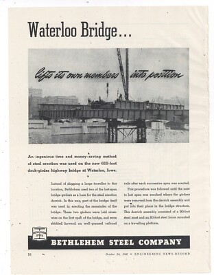 1940 Bethlehem Steel Ad: Waterloo, Iowa Deck Girder Highway Bridge | eBay