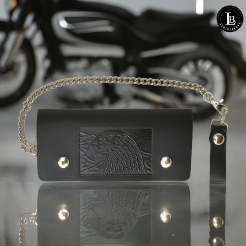 Leather Men Motorcycle Trucker Biker Chain Wallet With Inside Zipper ...