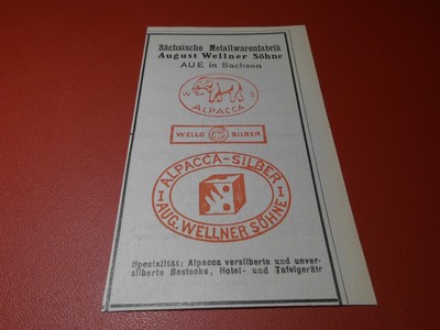 August Wellner Söhne Aue Sa., Bestecke ALPACCA...:Schutzmarke ...