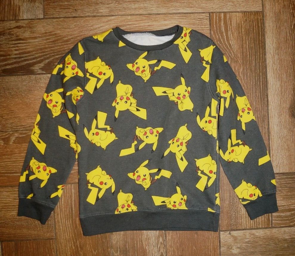 Pokemon Pikachu Sweatshirt BOYS Size MED 10 Gray Pullover | eBay