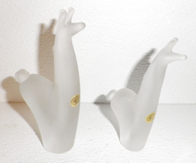 TWO Crystal Llama Alpaca Figurines Cristal Ferrand Paperweight Vintage ...