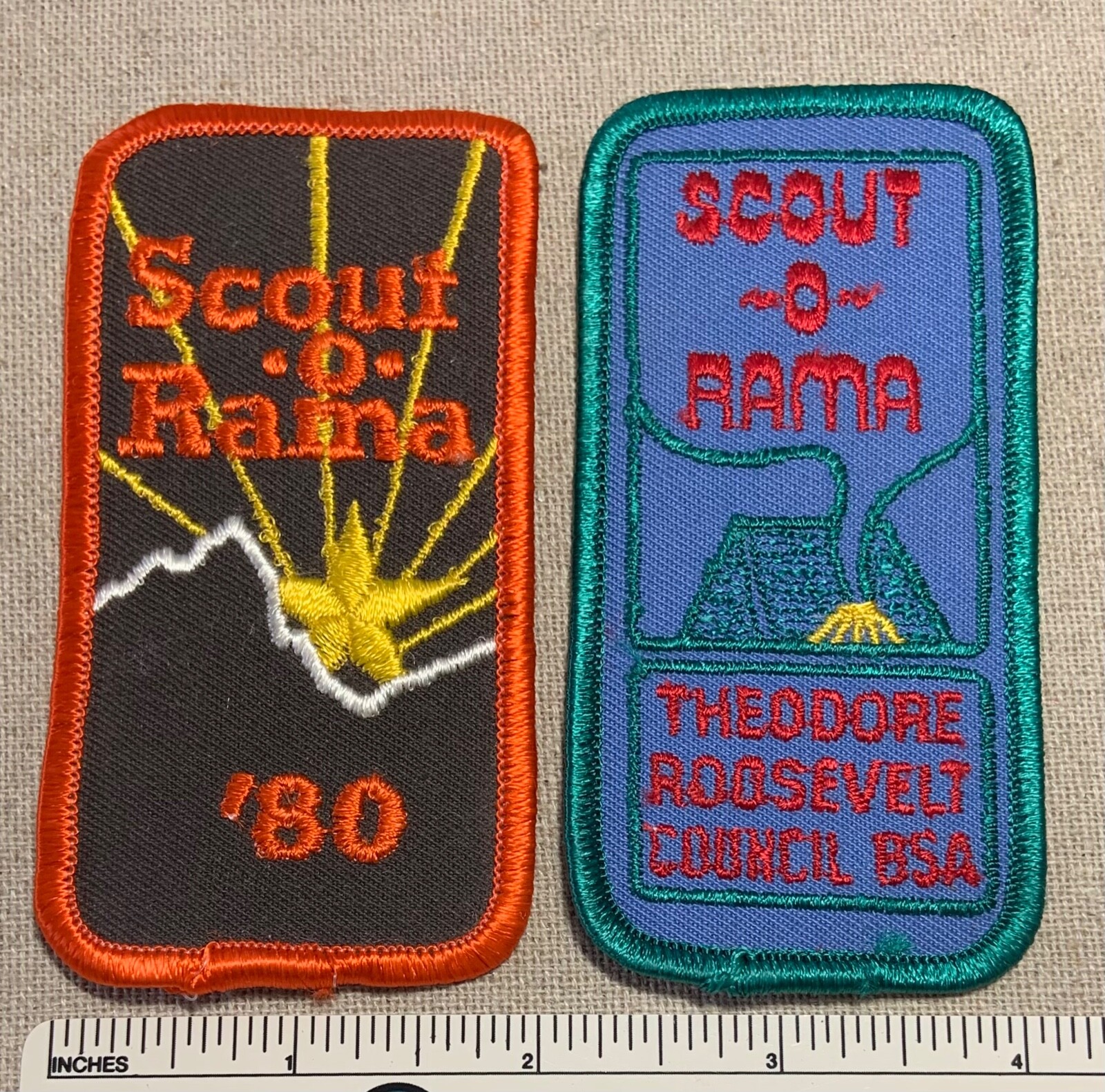 2 VTG 1984 SCOUT-O-RAMA Boy Scout Pocket PATCHES Theodore Roosevelt ...
