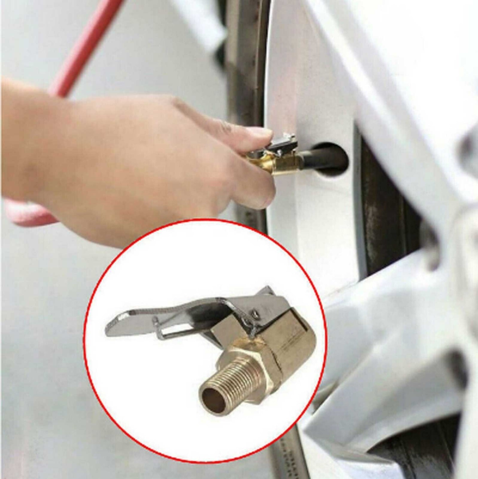 4Pcs Tire Inflatable Straight Brass Open Flow Air Chuck Lock-On Clip 1/ ...