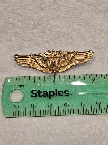 WWII US Army AAC Air Corps Flight Nurse 2.25" Wing 10K Gold Sterling ...