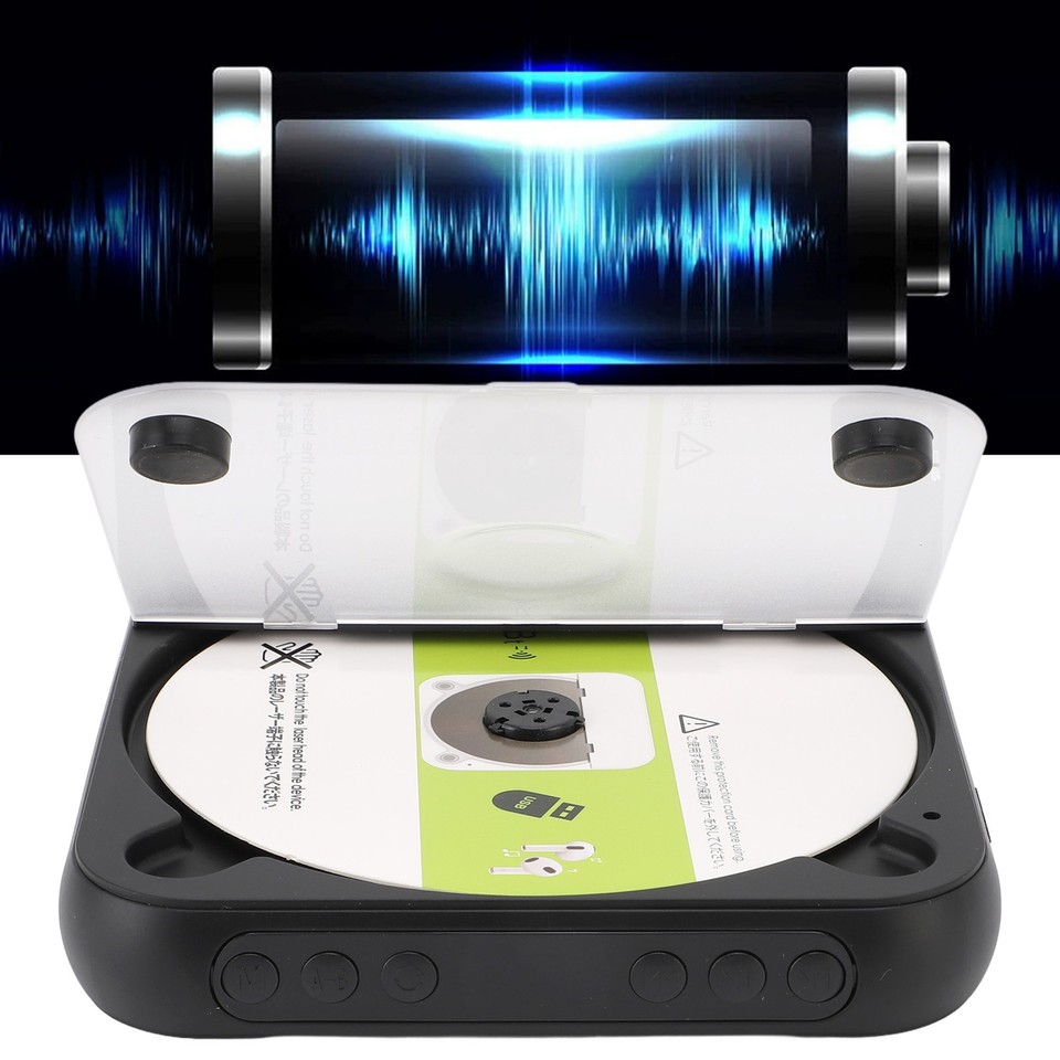 Portable CD Player BT Retro Style Double Speakers Music Player Support ...