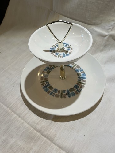 Vintage Atomic Era Temporama Canonsburg Pottery 2 tier tray Mid Century ...