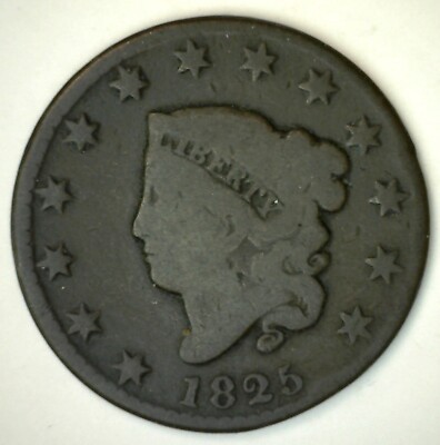 1825 Coronet Large Cent US Copper Type Coin Good Copper Penny 1c | eBay