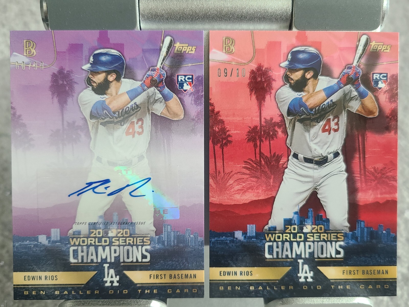 Edwin Rios Rookie Lot (2) 2020 Topps Ben Baller WS Champions AUTO /99 ...