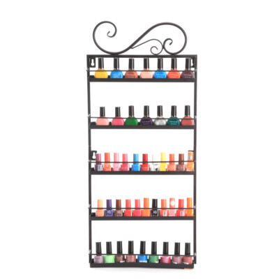 5 Tier Metal Nail Polish Wall Rack Display Organizer Shelf Holder 50 ...