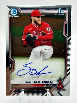SAM BACHMAN 2021 BOWMAN CHROME 1ST BASE AUTO LOS ANGELES ANGELS #CDA-SB ...