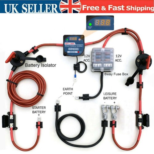 3/5/7m Ready Made Split Charge Kit 12V 140amp VSR Voltage Sense Relay | eBay UK