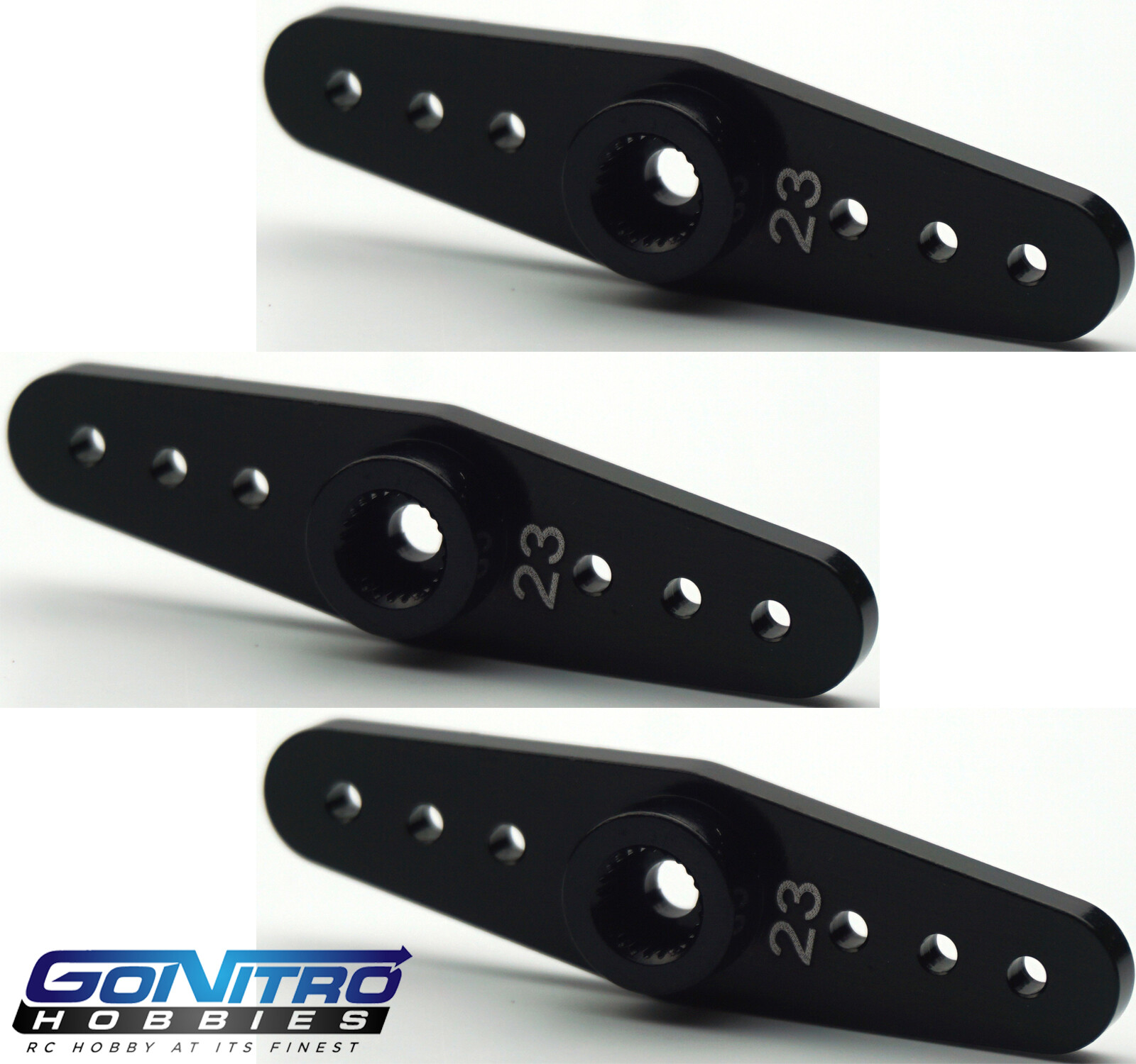 Go Nitro Hobbies 23T Aluminum 2 Way Servo Arm 3 Black JR / Airtronics ...